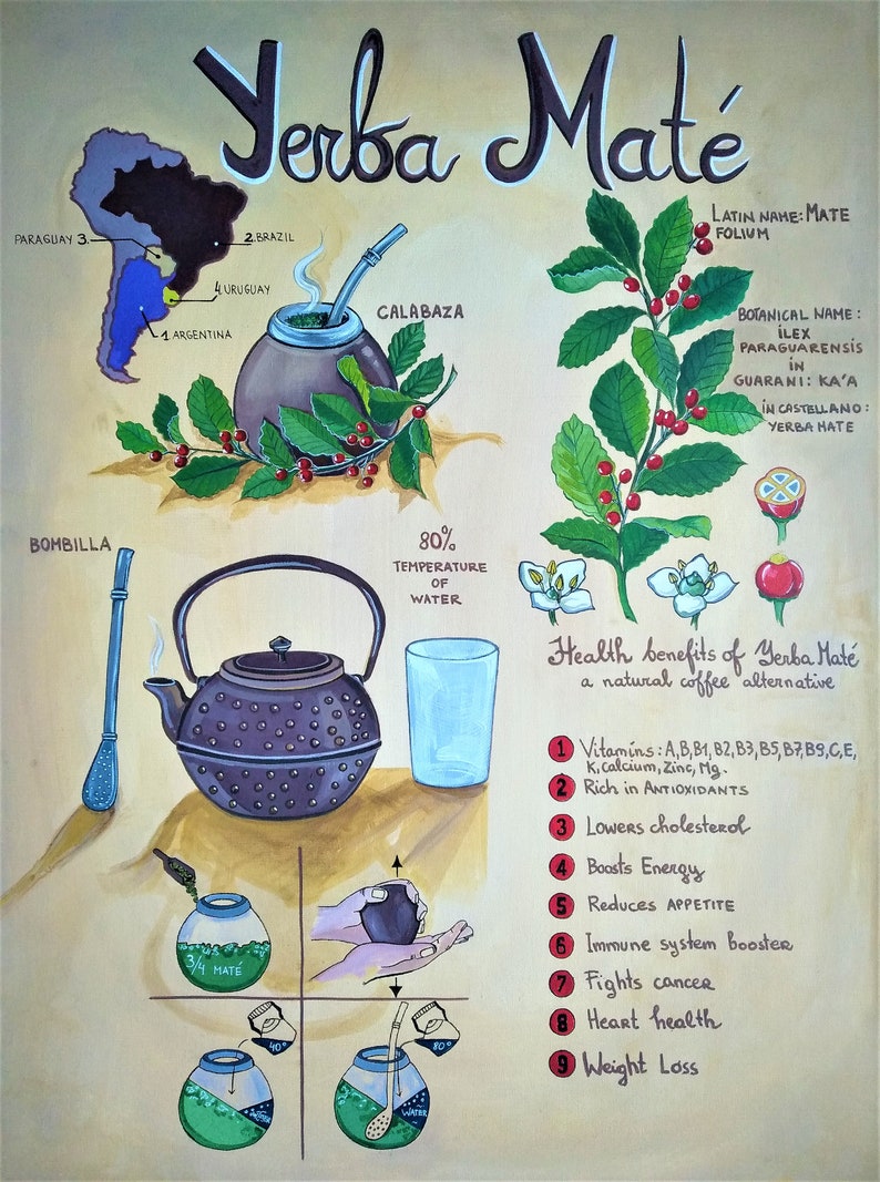 Yerba Mate Acrylic Painting - High Quality Papper Print - Etsy