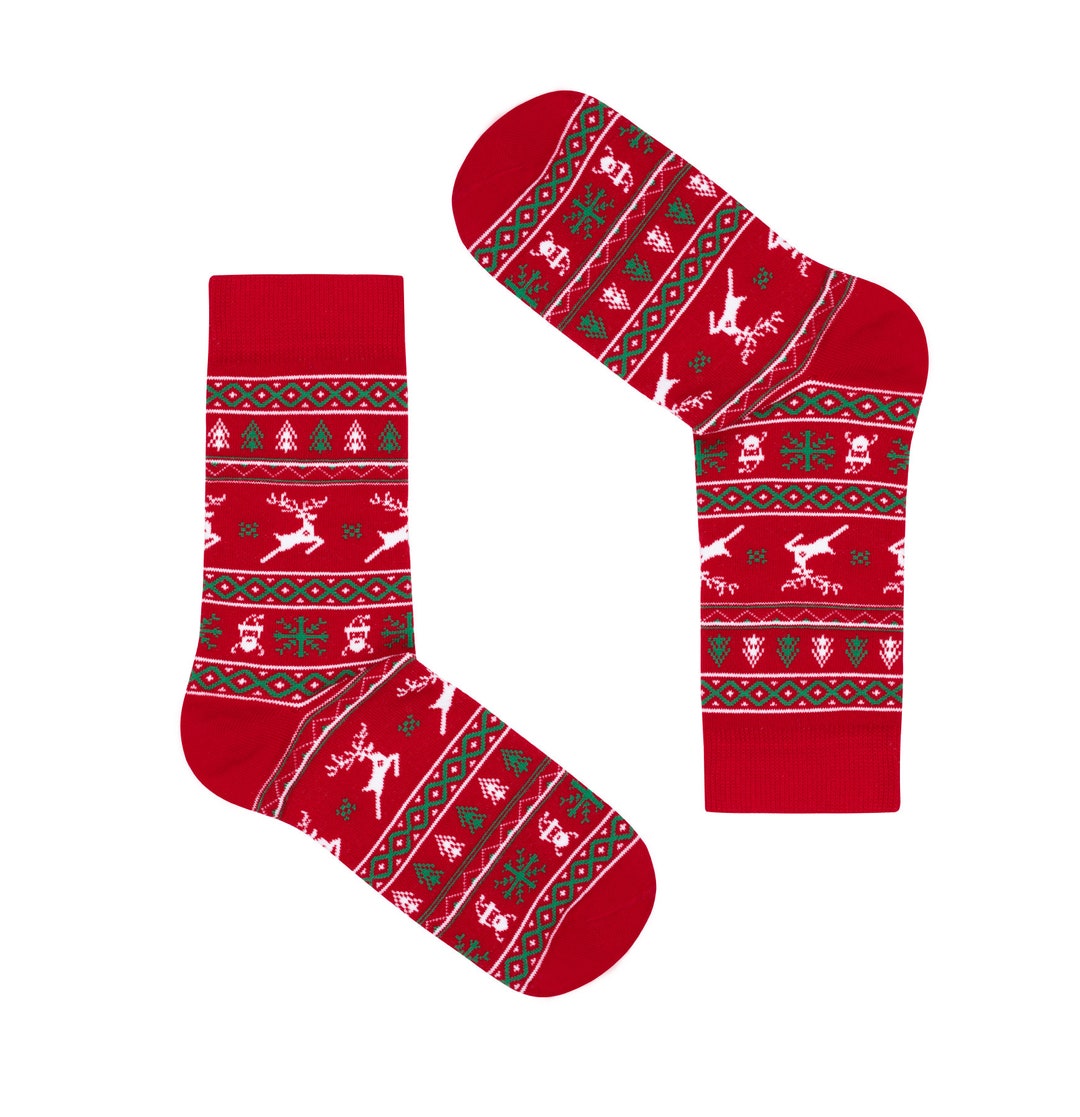 Christmas Red Socks for Men Women Funny Crazy Cotton Rch - Etsy