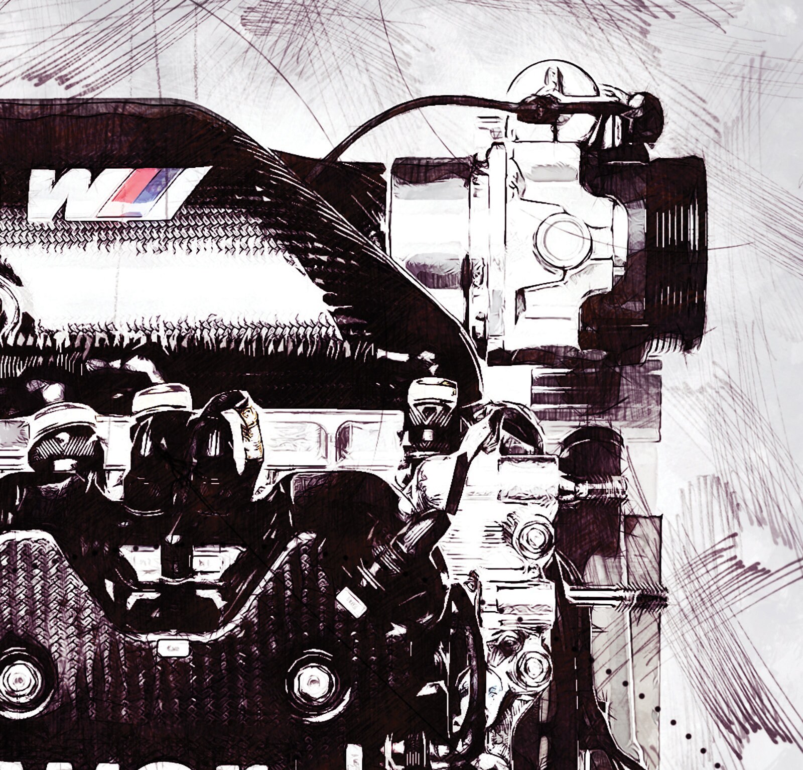 BMW P48 Turbo - Engine, Art Sketch Poster [no Frame] - Etsy