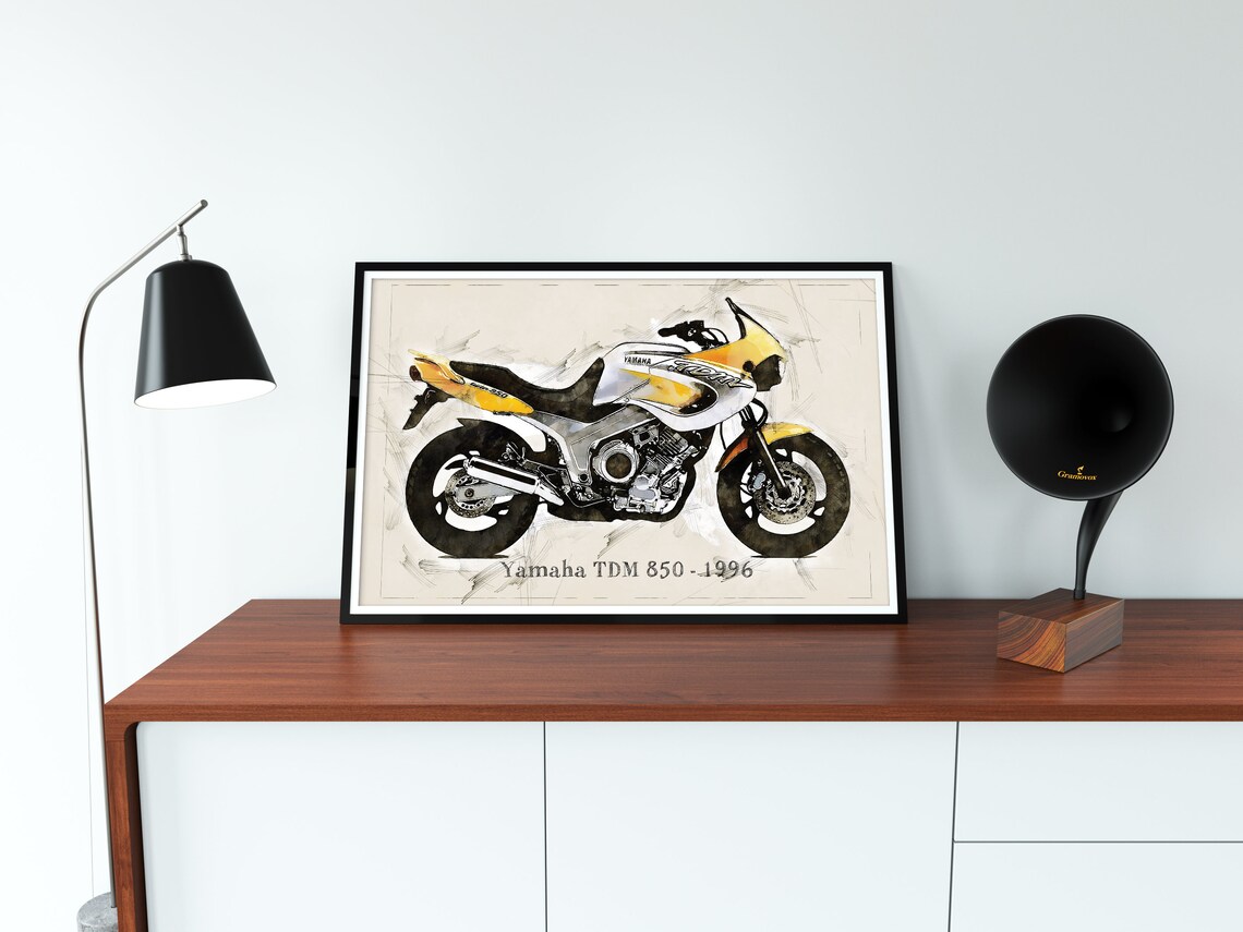 Yamaha TDM 850 1996 art sketch poster no frame | Etsy