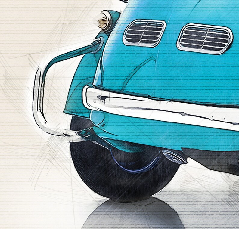 BMW Isetta 300 Cabrio 1957 Art Sketch Poster no Frame | Etsy