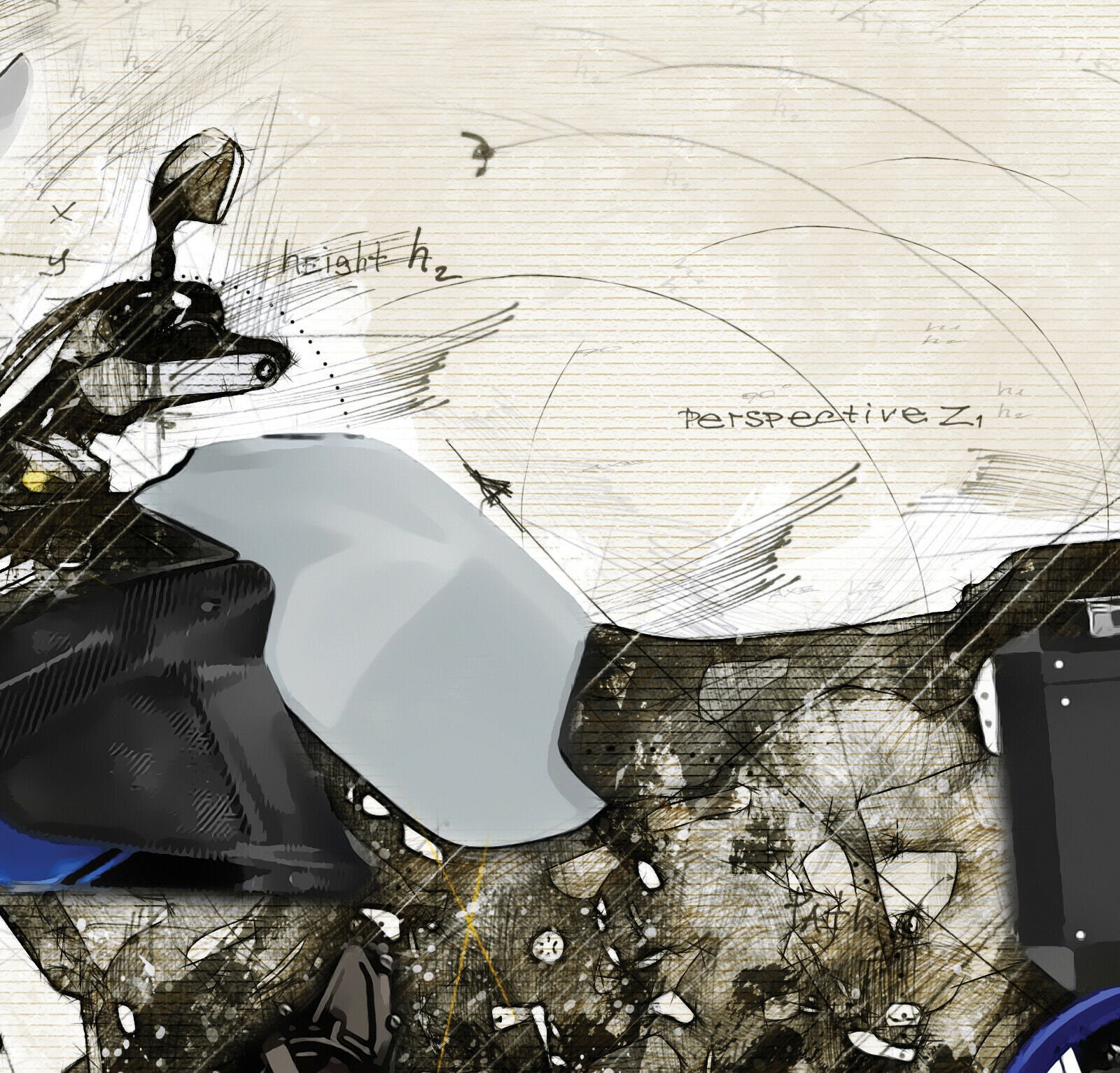YAMAHA Super Ténéré 1200ZE Raid Edition 2020, Art Sketch Poster [no ...