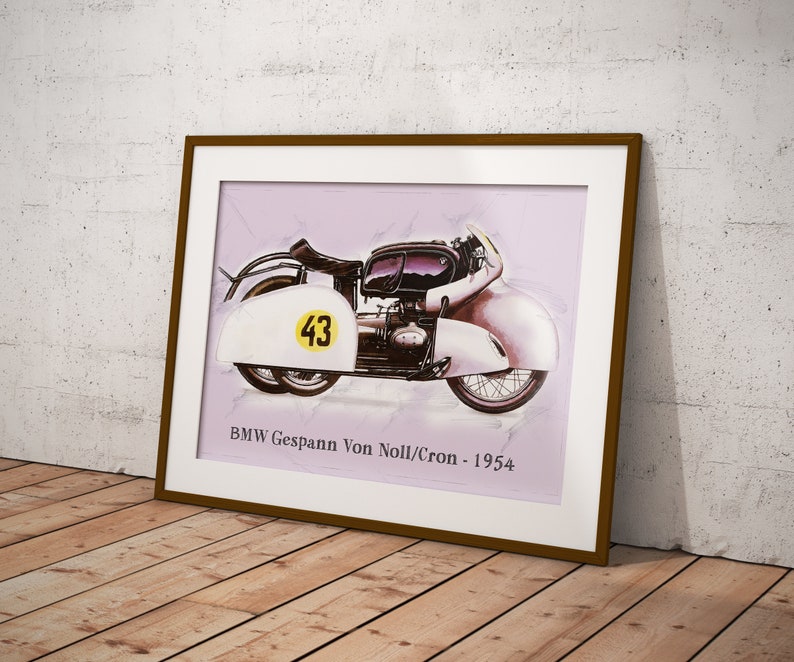 BMW Gespann Von Noll/cron 1954 Art Sketch Poster no Frame | Etsy