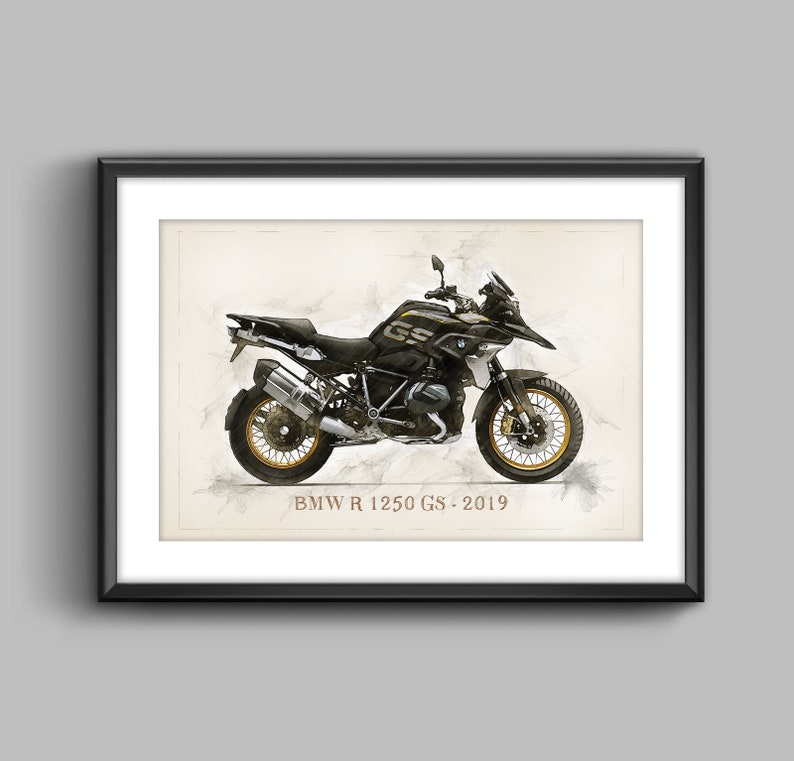 BMW R 1250 GS 2019 Gold Rims Art Sketch Poster no Frame - Etsy
