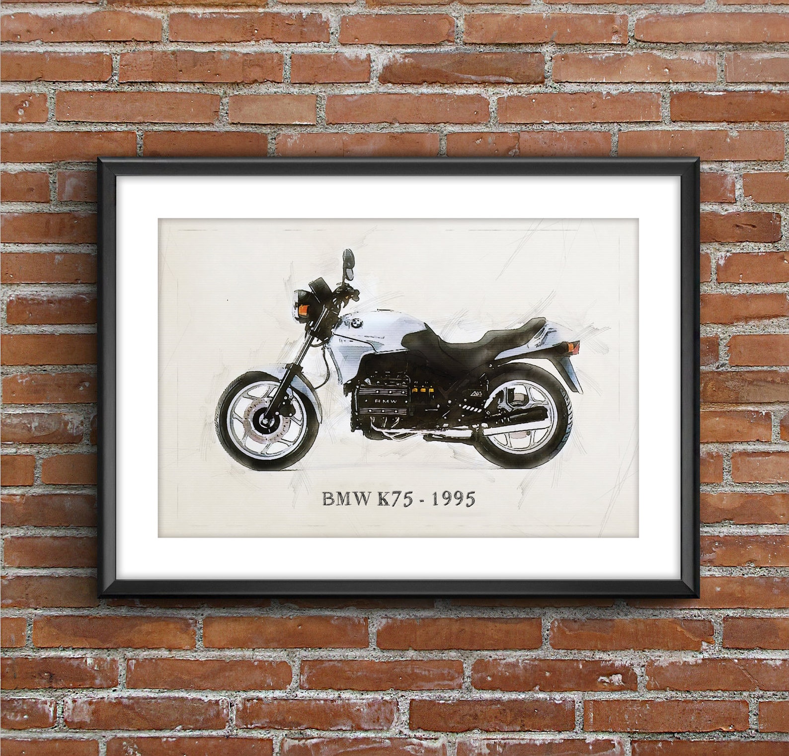 BMW K75 1995 Art Sketch Poster no Frame - Etsy