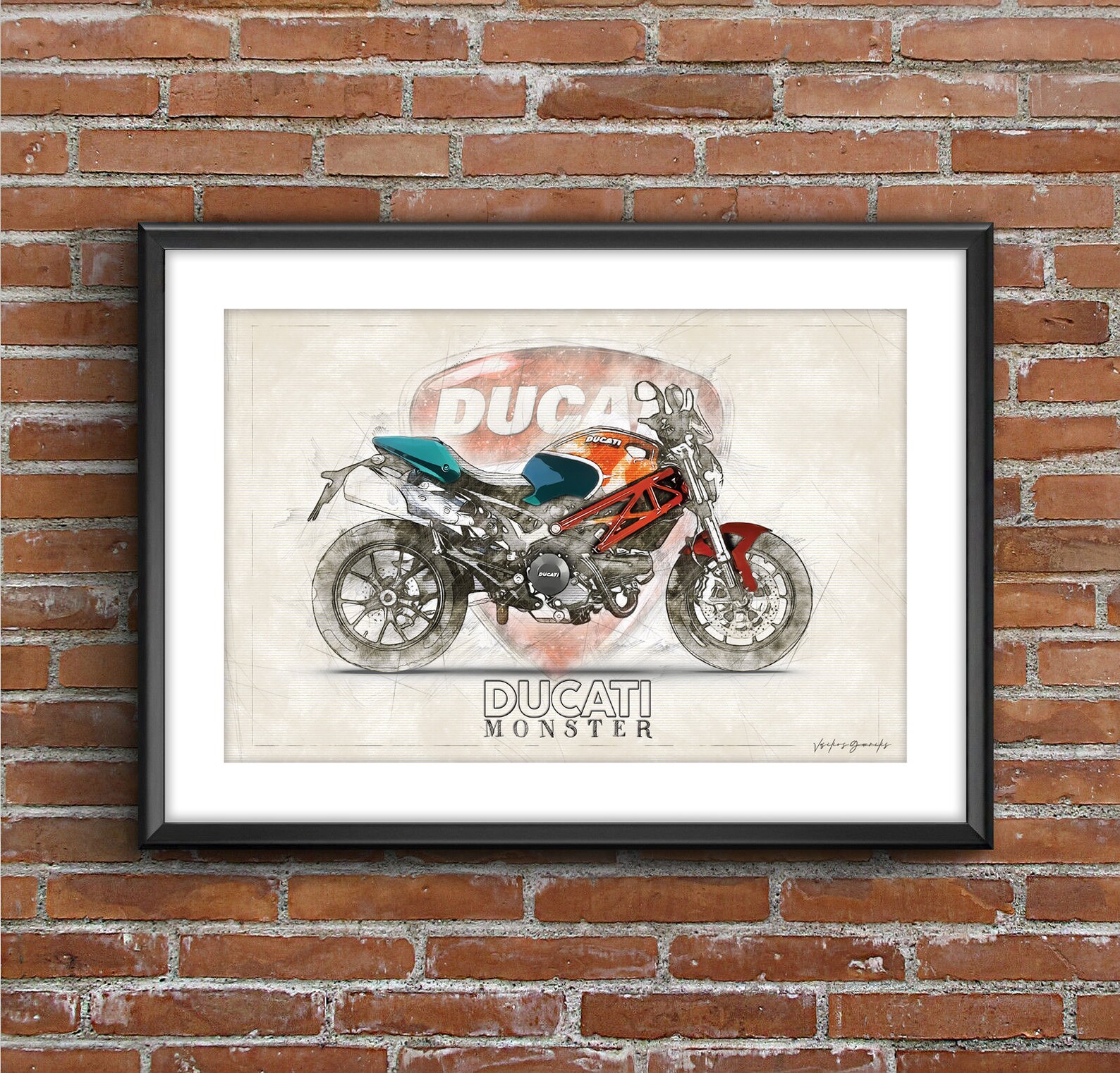 Ducati Monster 796 Art (with Logo or Without), Sketch Poster [no Frame ...
