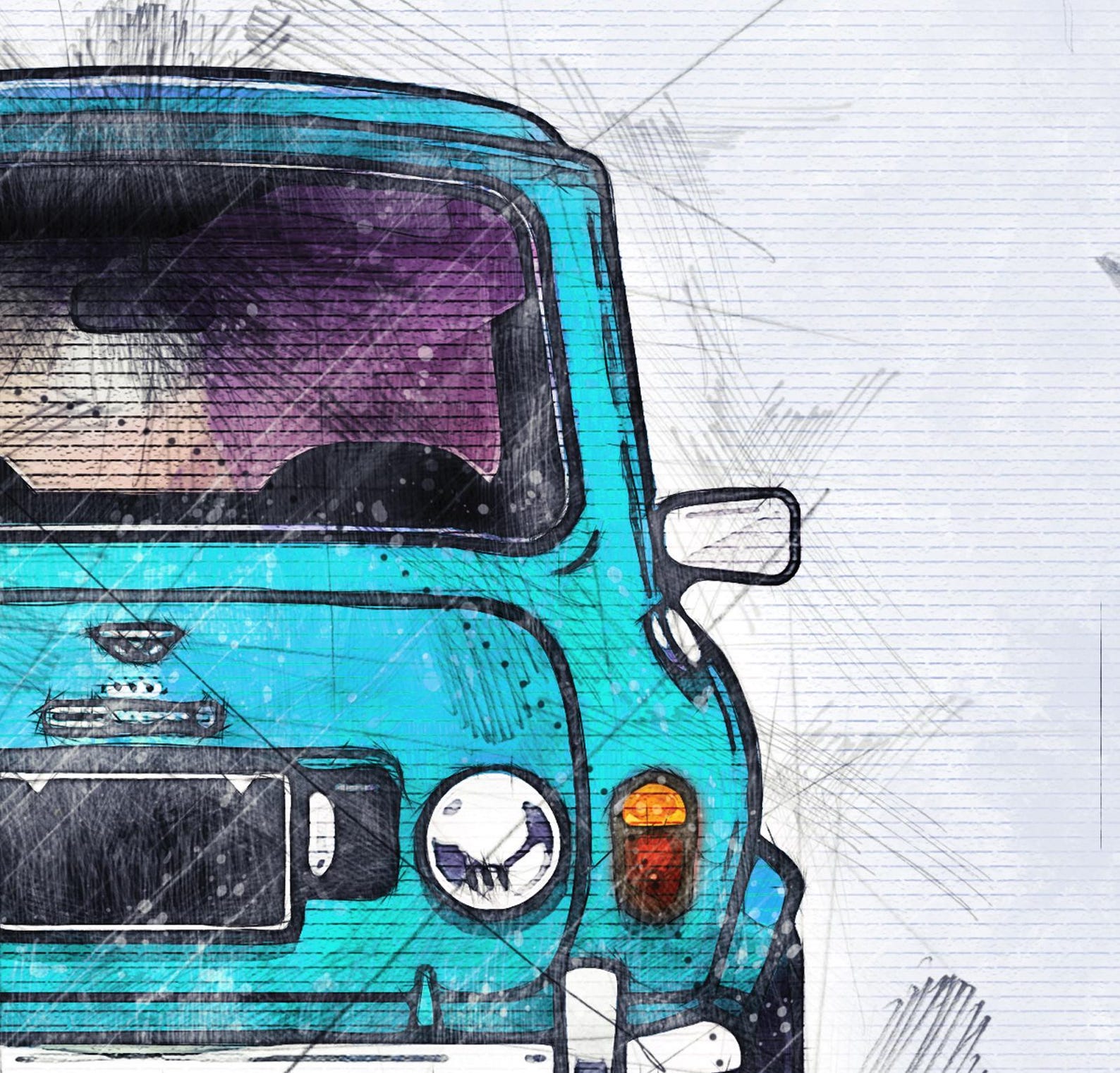 Mini Cooper, (many Colours) Art Sketch Poster [no Frame] - Etsy
