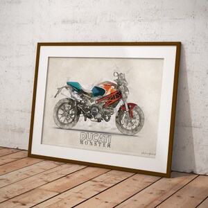 Ducati Monster 796 Art (with Logo or Without), Sketch Poster [no Frame ...