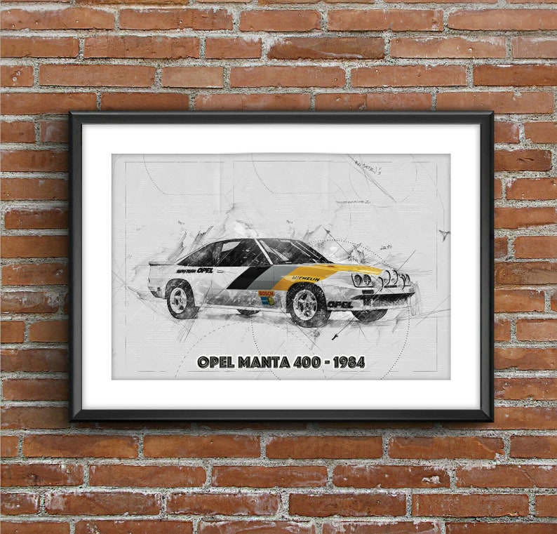 Opel Manta 400 RWD 1984 Art Sketch Poster no Frame | Etsy