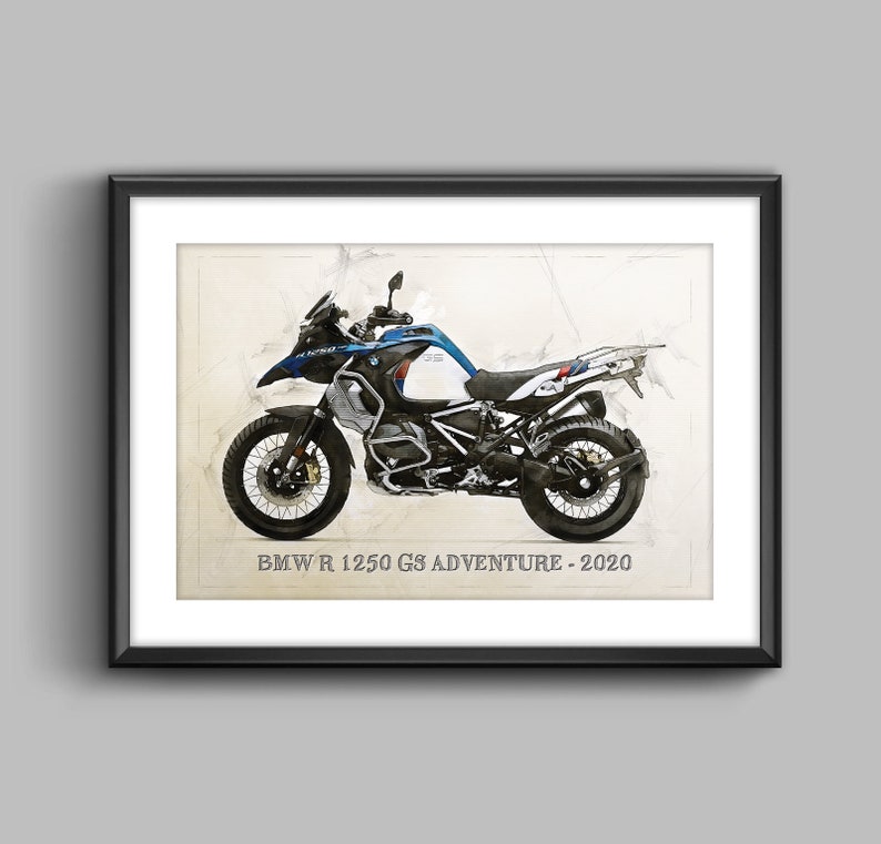 BMW R 1250 GS Adventure 2020 Black Rim Art Sketch Poster - Etsy