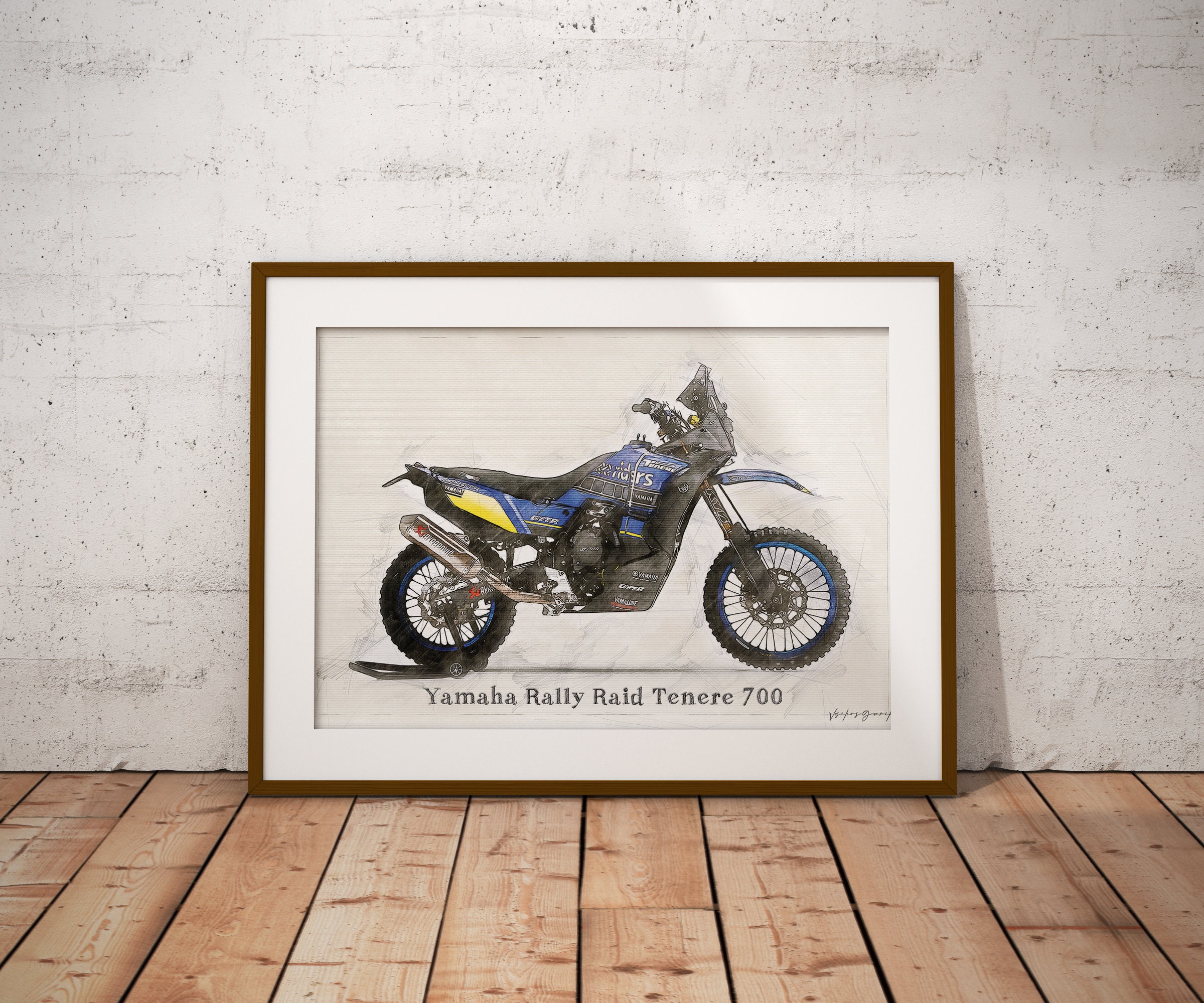 Yamaha Rally Raid Tenere 700 [3 Sides] , Art Sketch Poster [no Frame ...