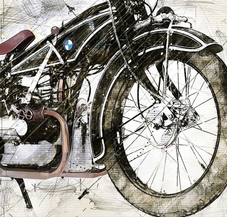 BMW R32 1919 art sketch poster no frame | Etsy
