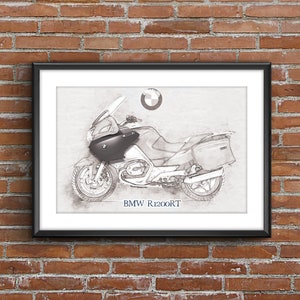 BMW R1200RT - 2005, 2006, 2007, 2008, 2009, Art Sketch Poster [no Frame ...