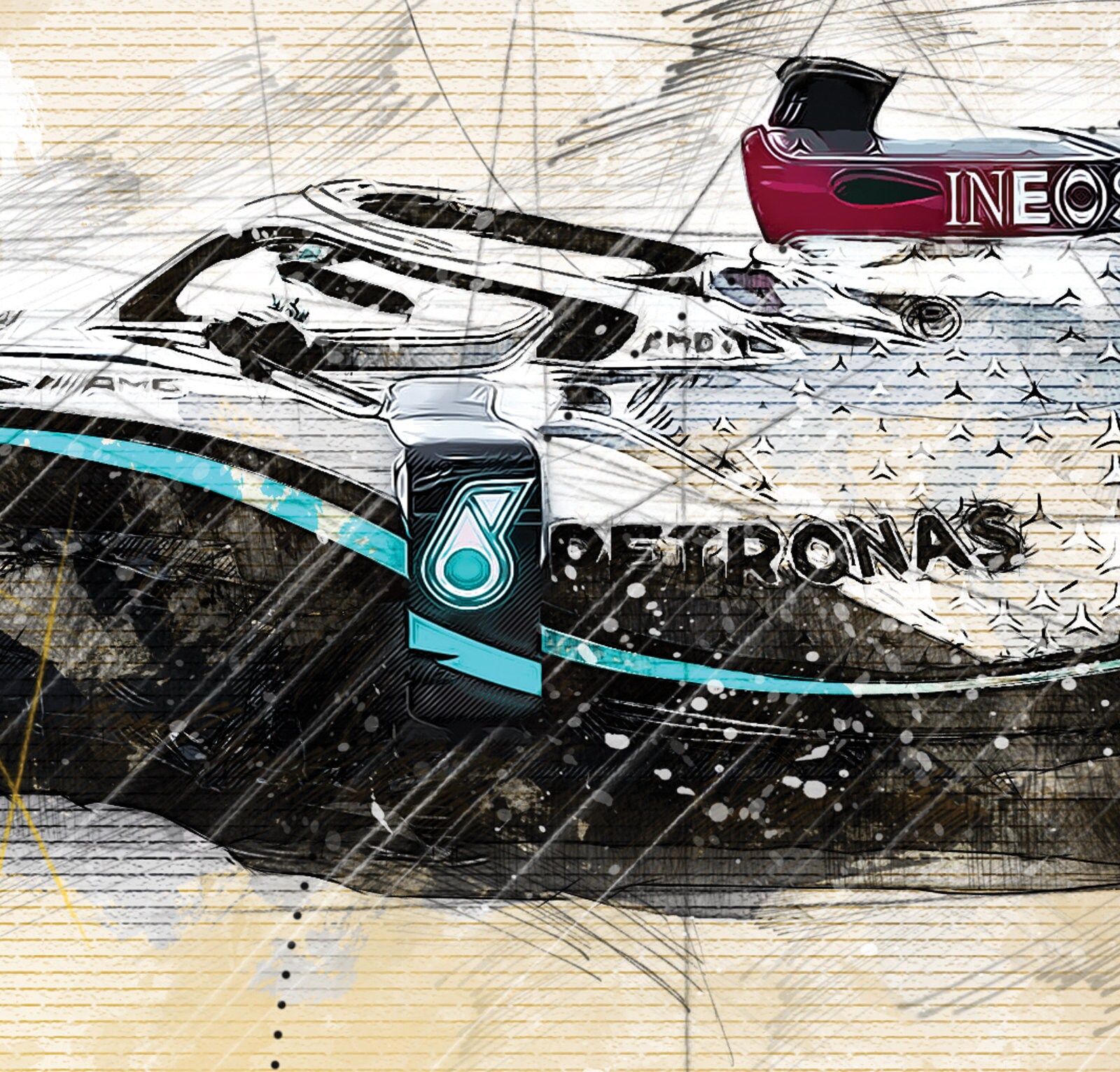 Mercedes F1 Car 2020 Art Sketch Poster no Frame - Etsy