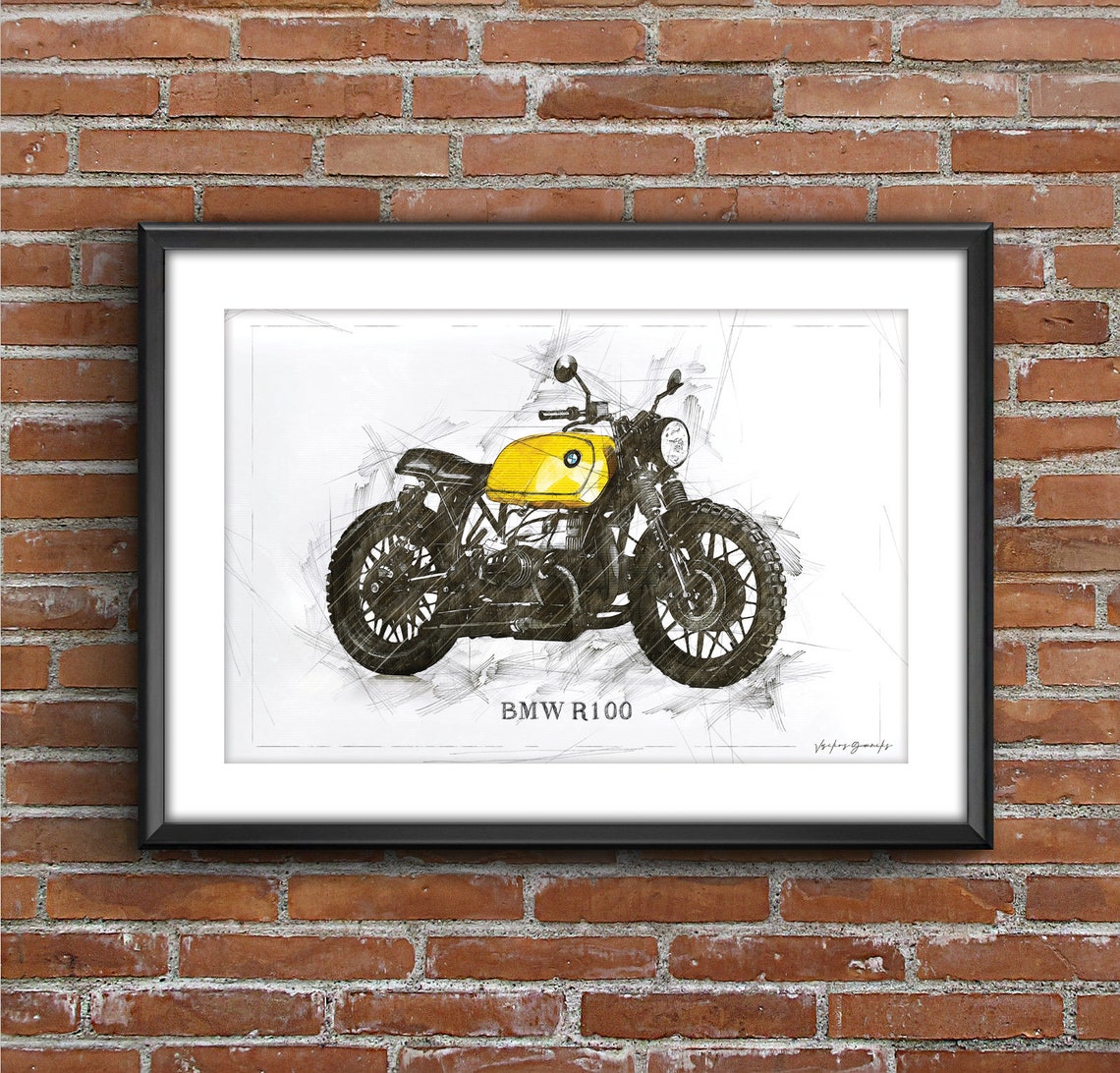 BMW R100 Art Sketch Poster no Frame - Etsy