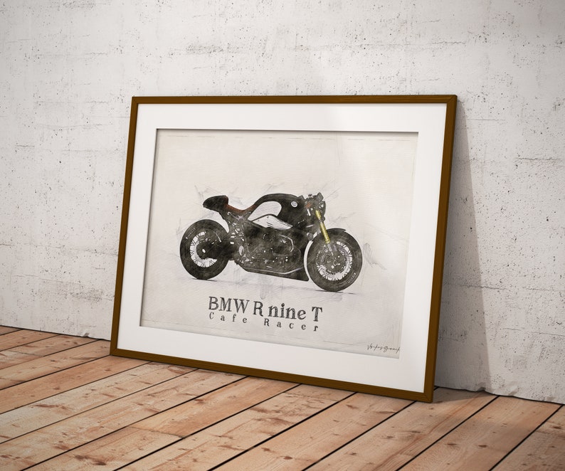 BMW R Nine T Cafe Racer, Art Sketch Poster [no Frame] - Etsy