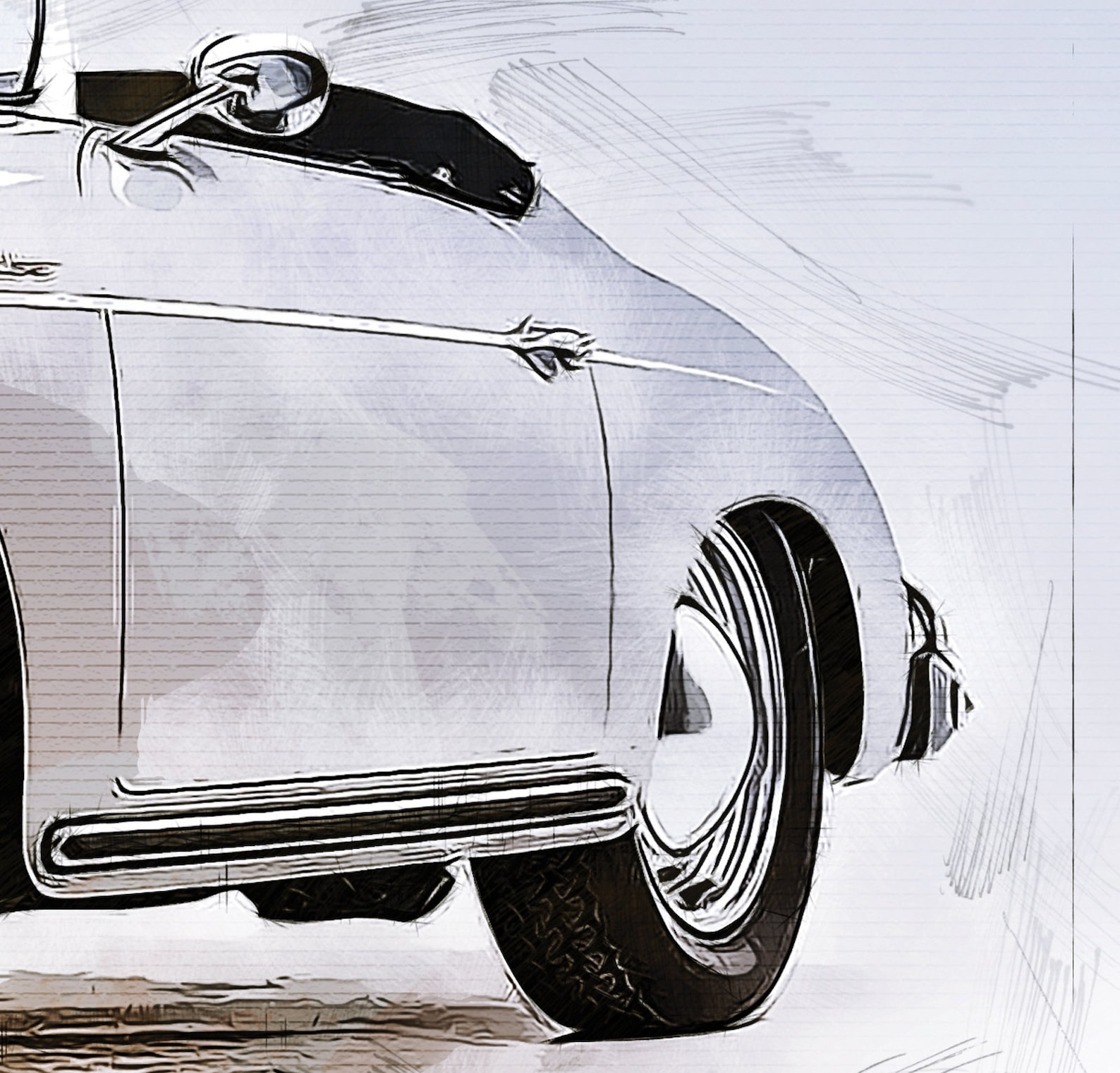 Porsche 356 A 1600 Speedster 1958 Art Sketch Poster no - Etsy
