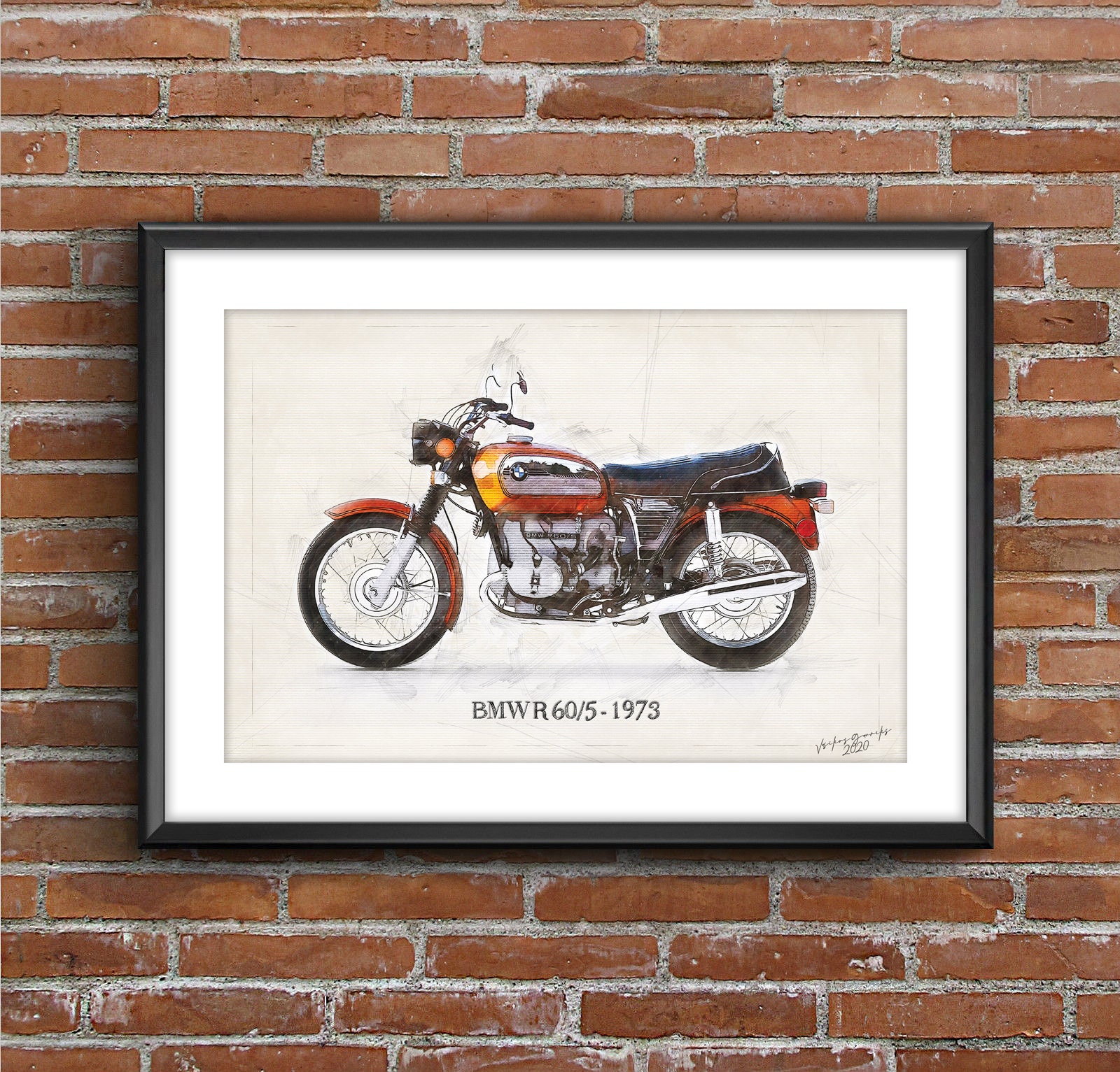 BMW R 60/5 - 1973, Art Sketch Poster [no Frame] - Etsy