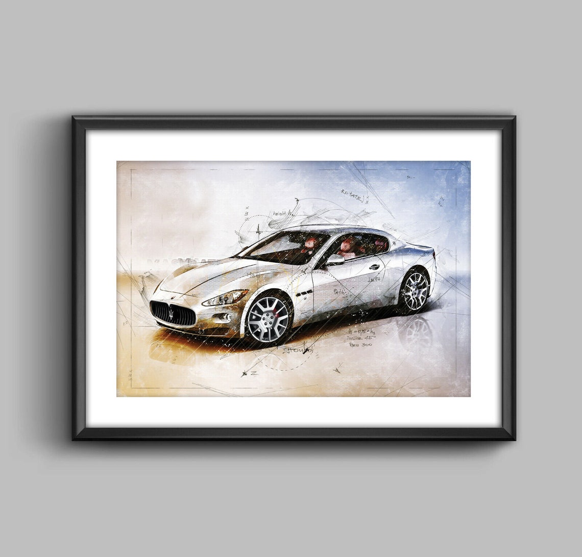 MASERATI Art Sketch Poster no Frame - Etsy