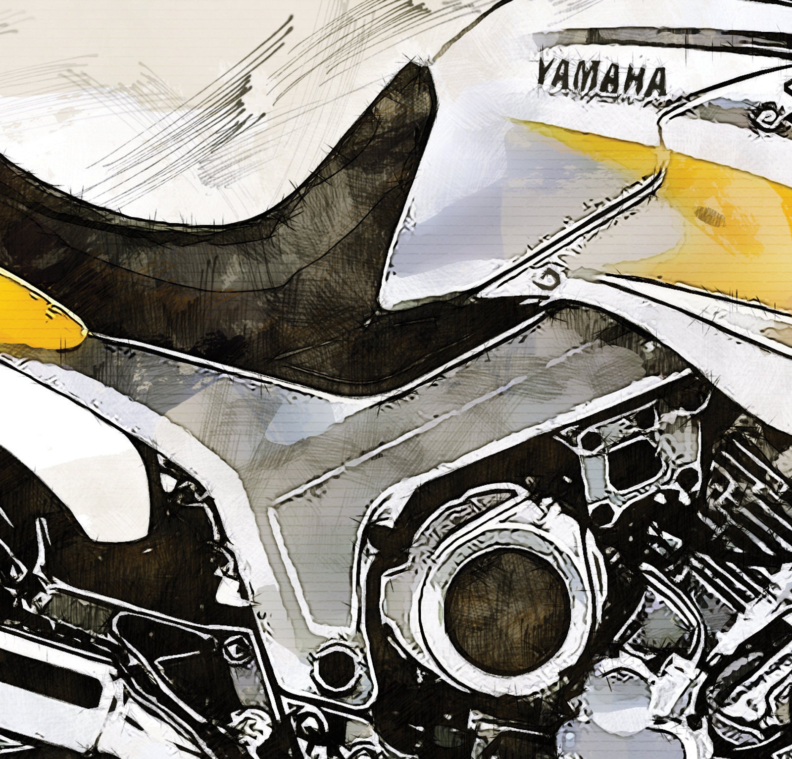 Yamaha TDM 850 1996 art sketch poster no frame | Etsy