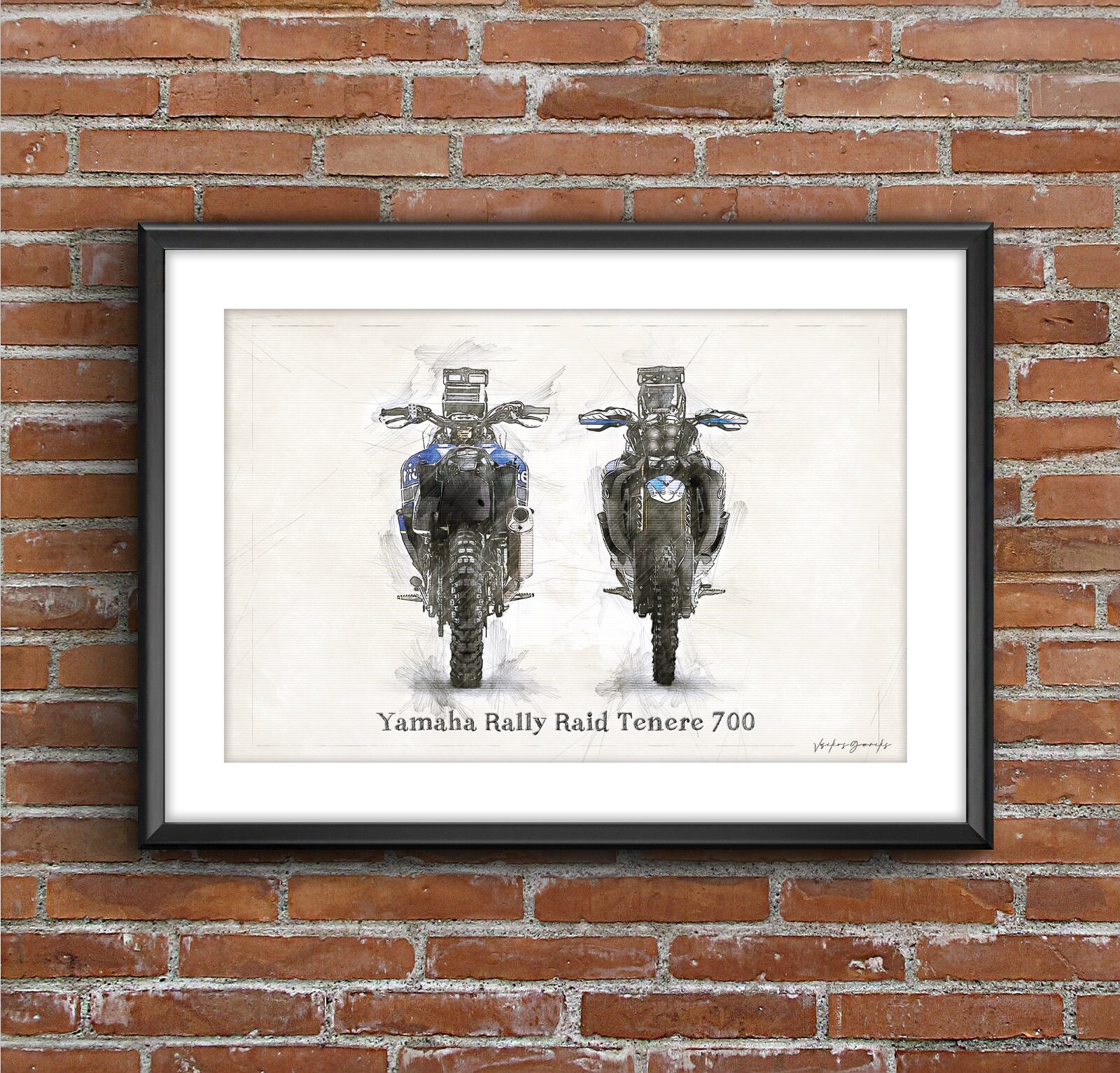 Yamaha Rally Raid Tenere 700 [3 Sides] , Art Sketch Poster [no Frame ...