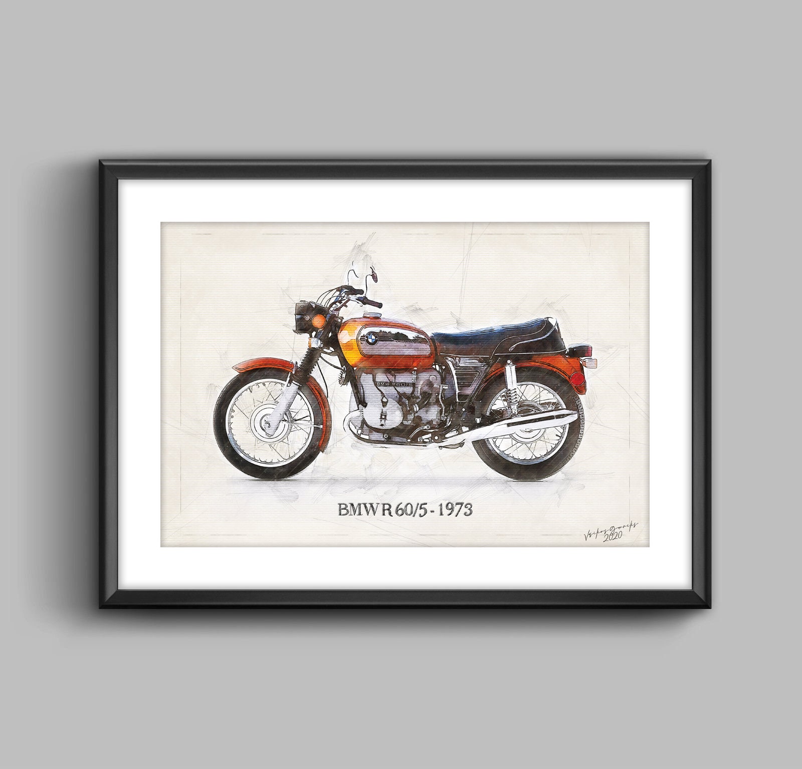 BMW R 60/5 - 1973, Art Sketch Poster [no Frame] - Etsy