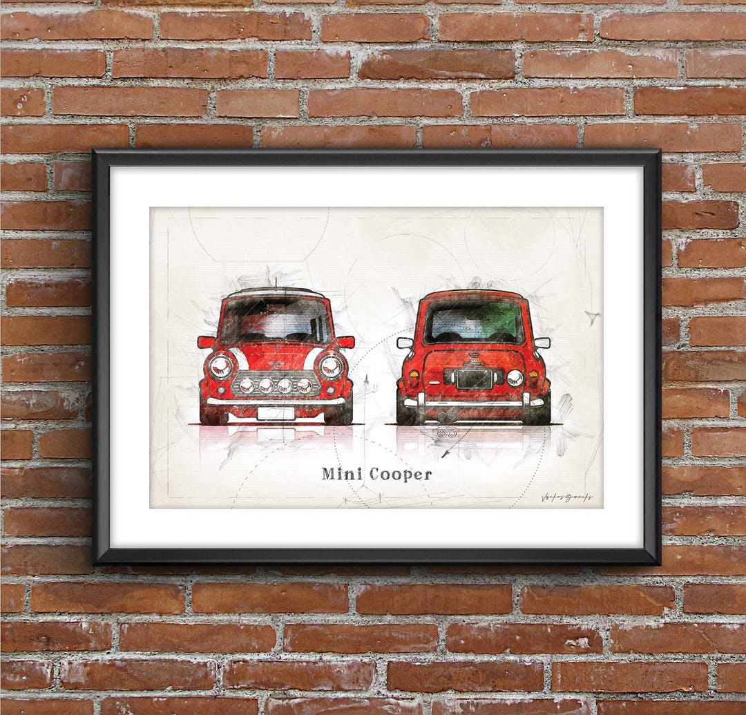 Mini Cooper, (many Colours) Art Sketch Poster [no Frame] - Etsy