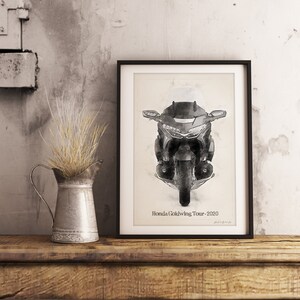 HONDA Goldwing Touring 2020 - Front/rear - Red/blue/black, Art Sketch ...