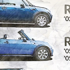 Mini Cooper Models- 4 Sketches - Art Sketch Poster [no Frame] - Etsy