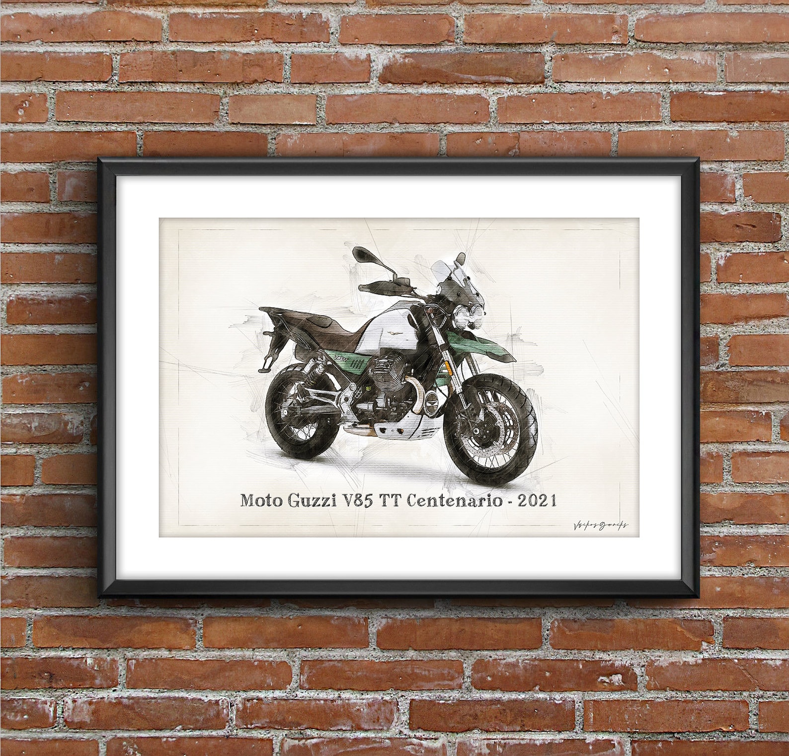 Moto Guzzi V85 TT Centenario 2021 Art Sketch Poster no - Etsy