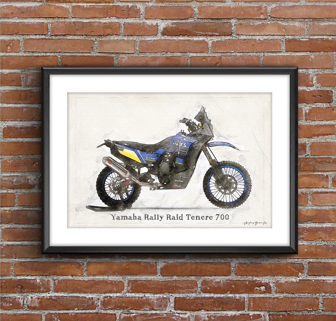 Yamaha Rally Raid Tenere 700 [3 Sides] , Art Sketch Poster [no Frame ...