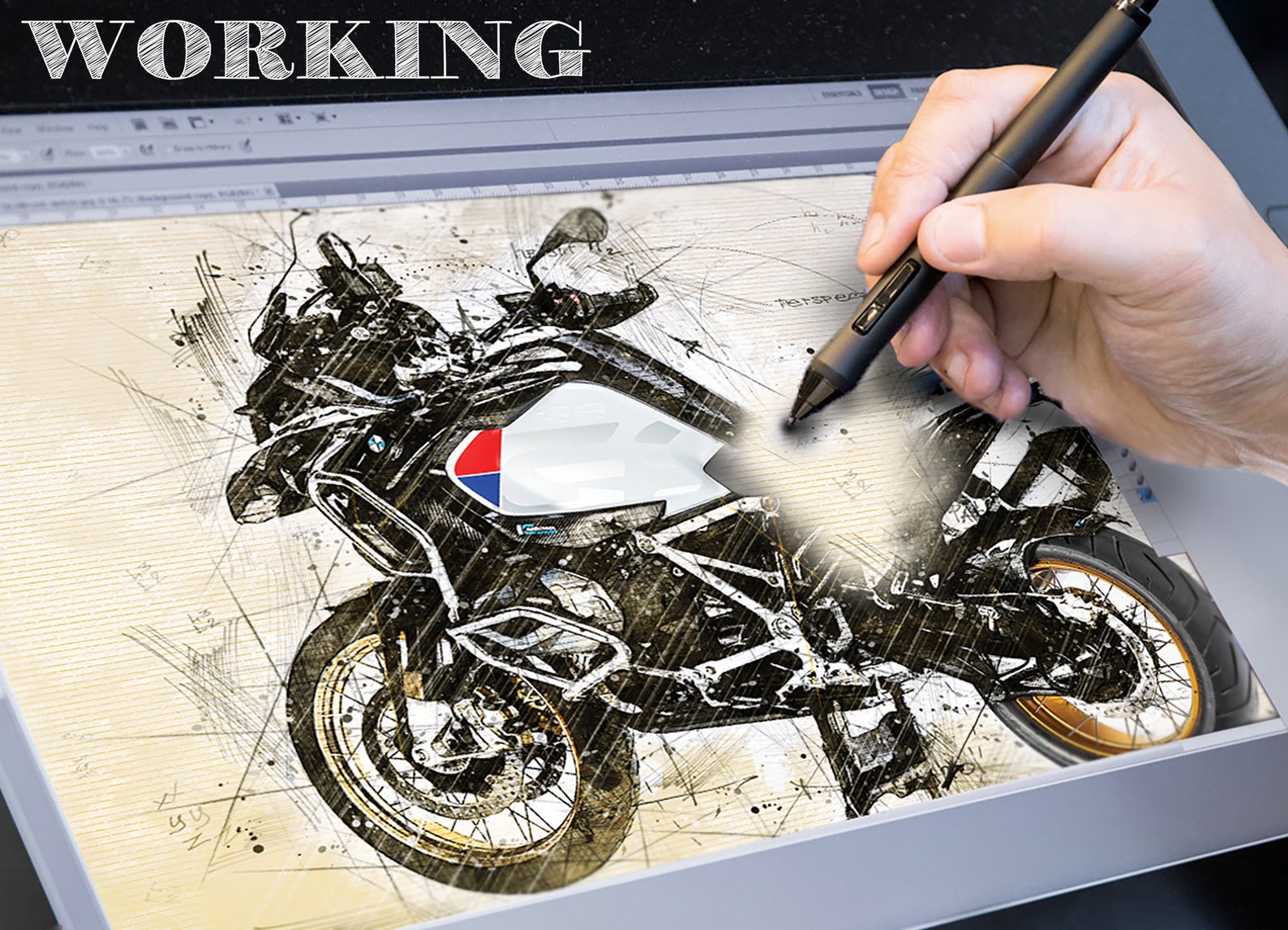 BMW R 1100 GS 1999 art sketch poster no frame | Etsy