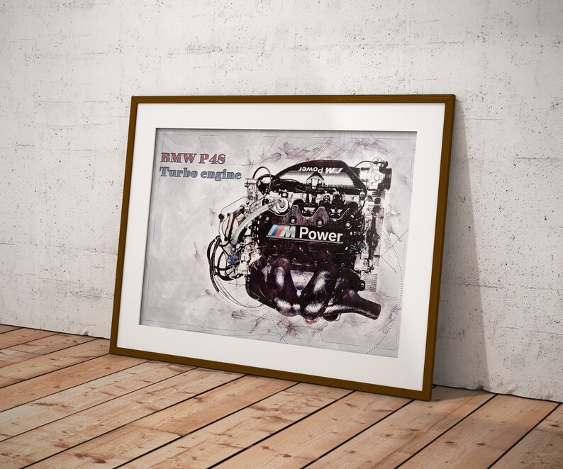 BMW P48 Turbo Engine art sketch poster no frame | Etsy