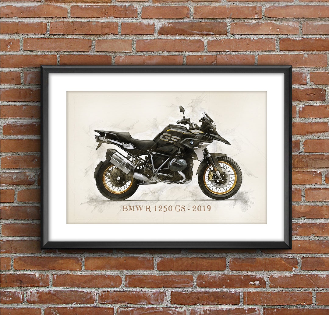 BMW R 1250 GS - 2019 - Gold Rims, Art Sketch Poster [no Frame] - Etsy