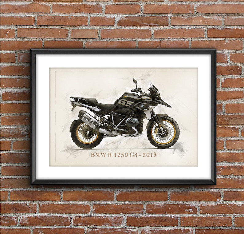 BMW R 1250 GS - 2019 - Gold Rims, Art Sketch Poster [no Frame] - Etsy