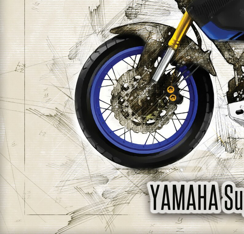 YAMAHA Super Ténéré 1200ZE Raid Edition 2020, Art Sketch Poster [no ...