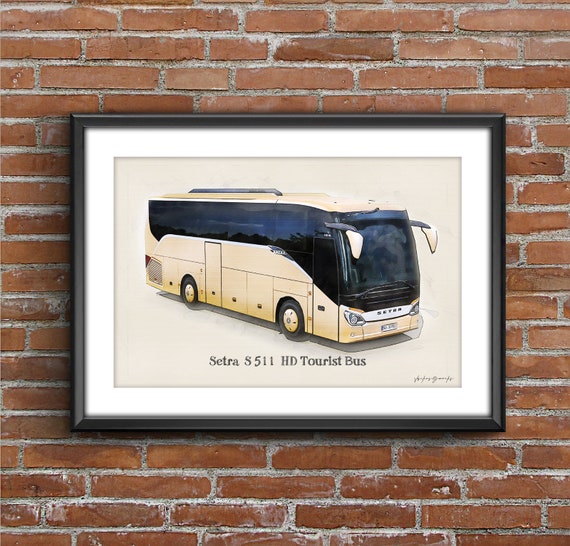 Setra S 511 HD TOURIST BUS art sketch poster no frame | Etsy