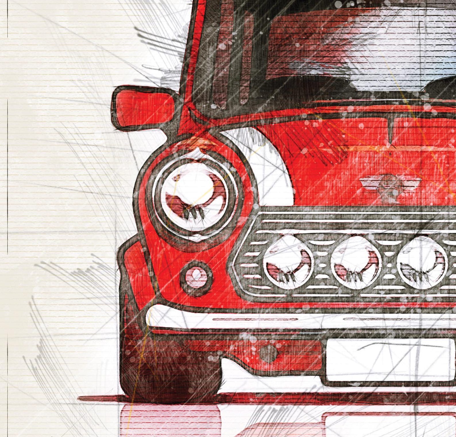 Mini Cooper, (many Colours) Art Sketch Poster [no Frame] - Etsy
