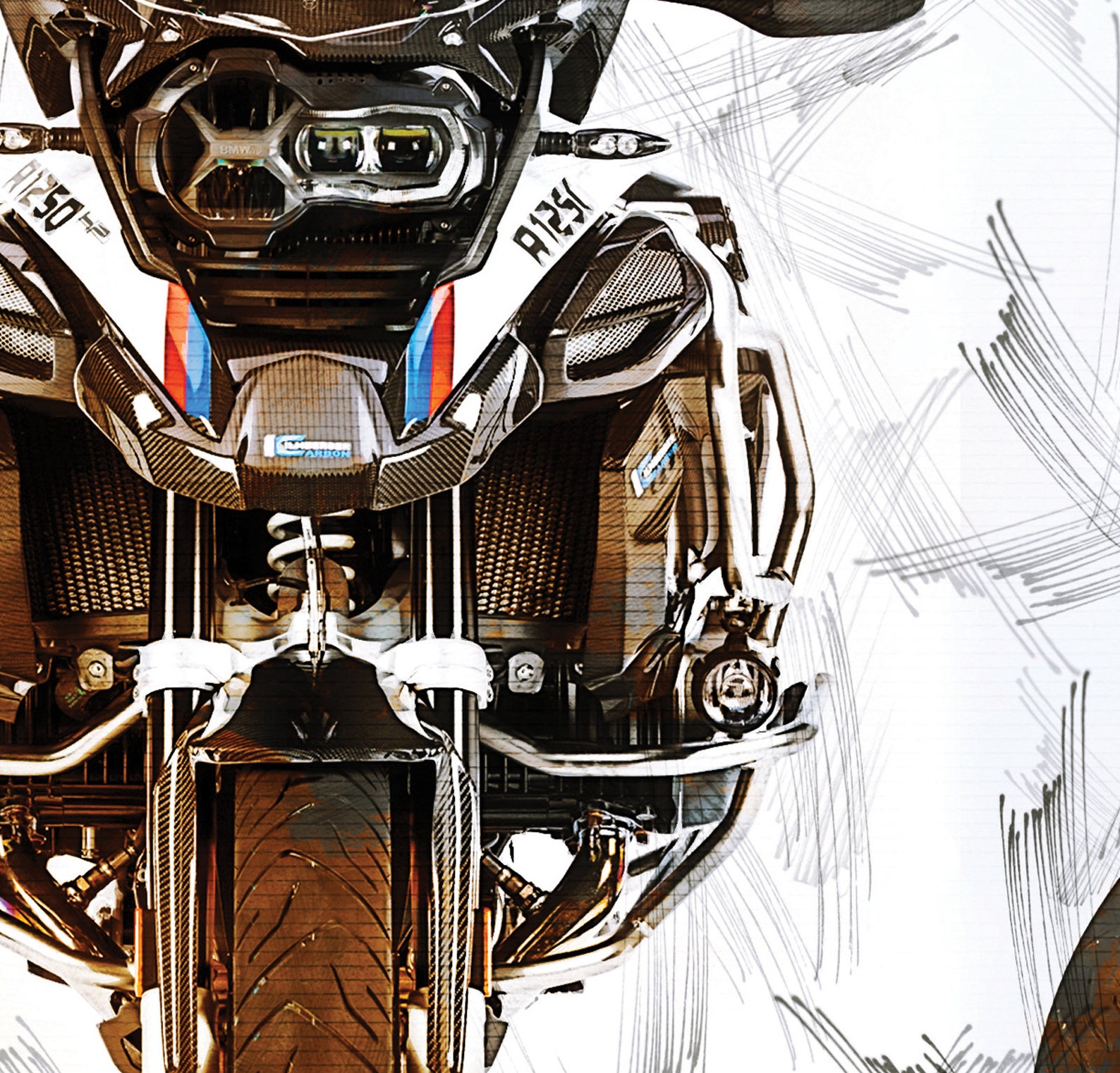 BMW R 1250 GS Adventure 2020 art sketch poster no frame | Etsy