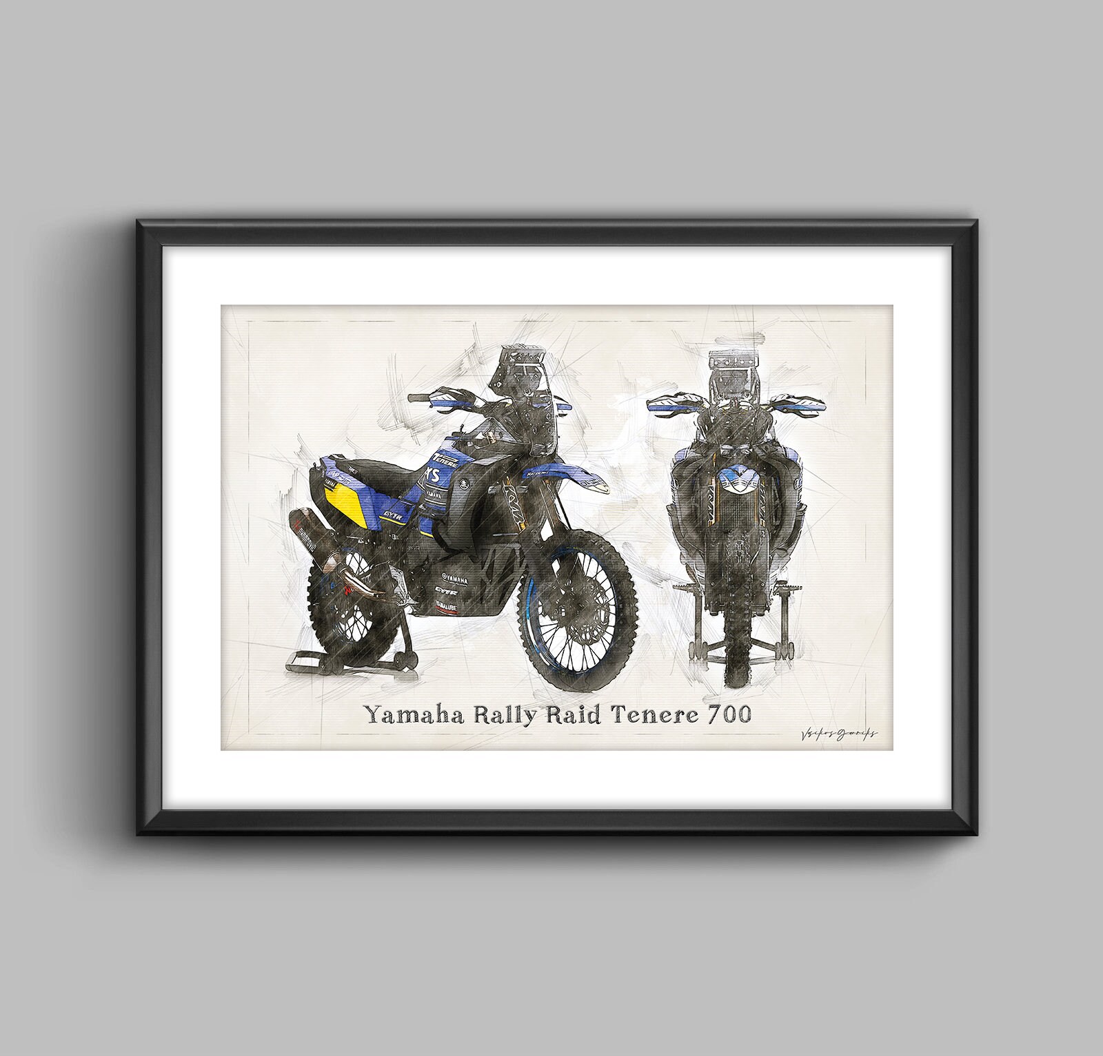 Yamaha Rally Raid Tenere 700 [3 Sides] , Art Sketch Poster [no Frame ...