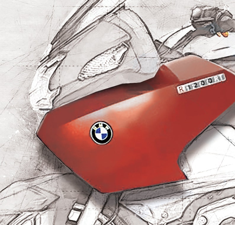BMW R1200RT 2005 2006 2007 2008 2009 Art Sketch Poster - Etsy