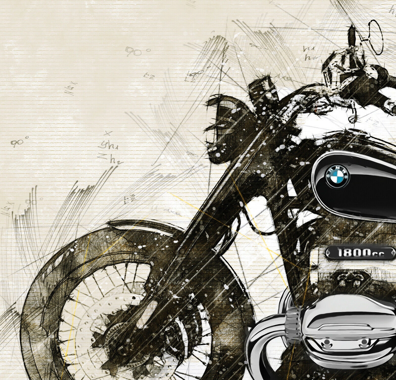 BMW R18 2021 art sketch poster no frame | Etsy