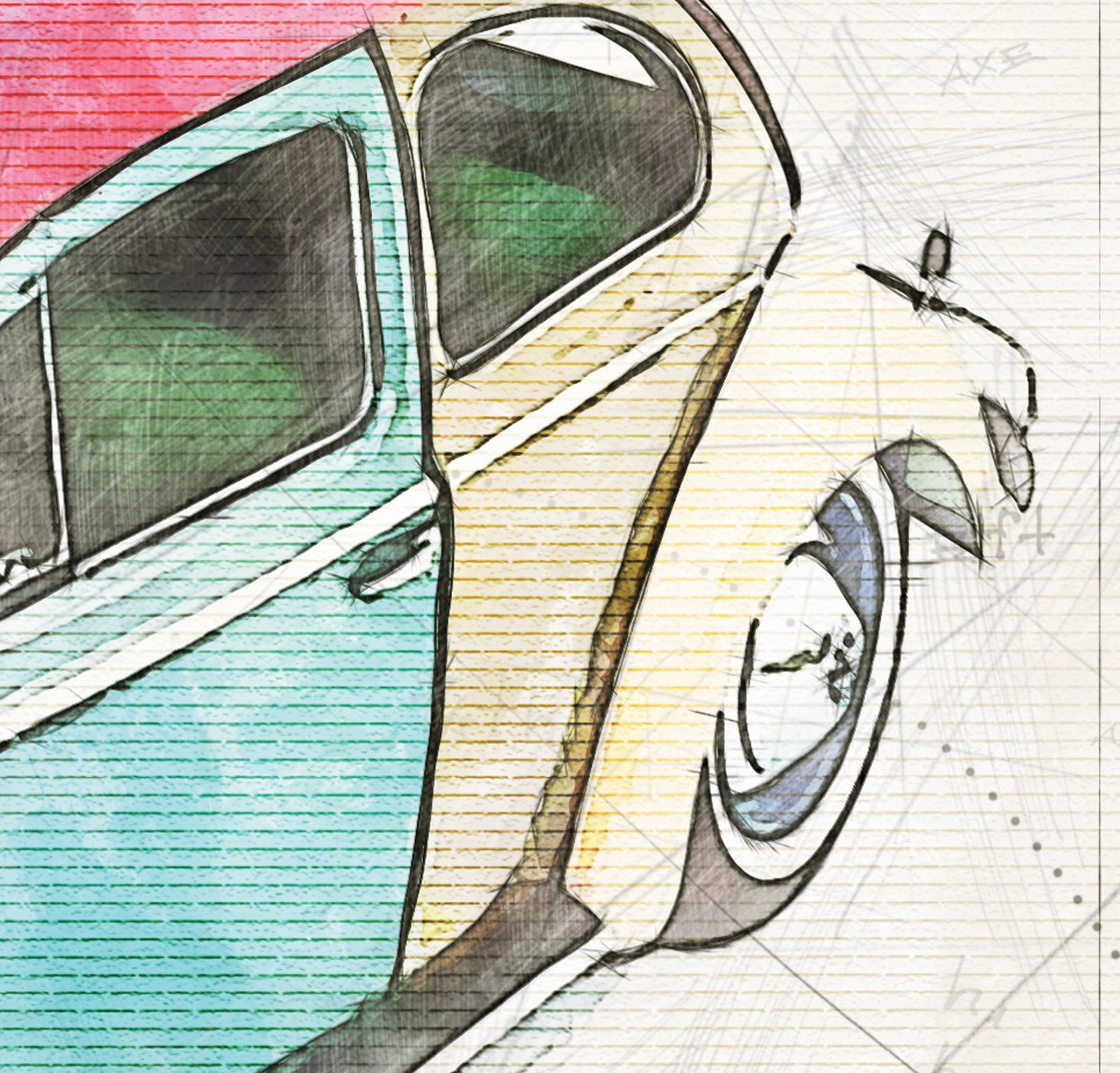 Volkswagen Beetle Art Sketch Poster no Frame - Etsy