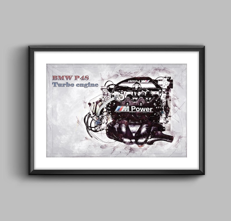 BMW P48 Turbo Engine art sketch poster no frame | Etsy