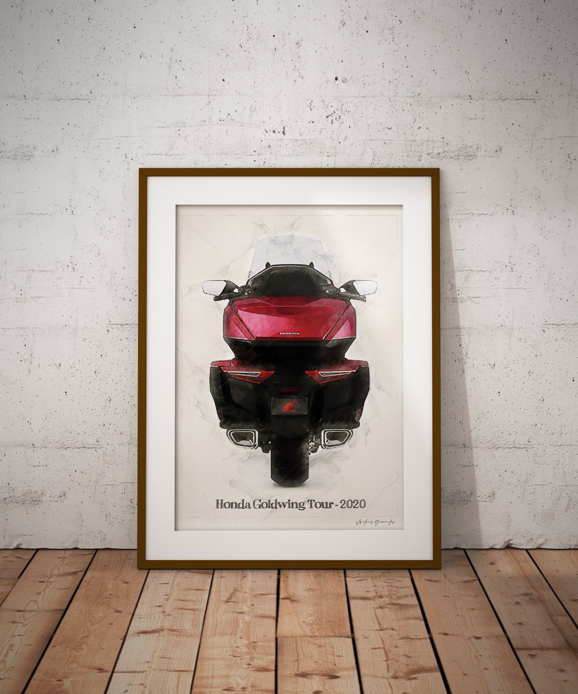 HONDA Goldwing Touring 2020 - Front/rear - Red/blue/black, Art Sketch ...