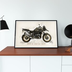 BMW R 1250 GS - 2019 - Gold Rims, Art Sketch Poster [no Frame] - Etsy