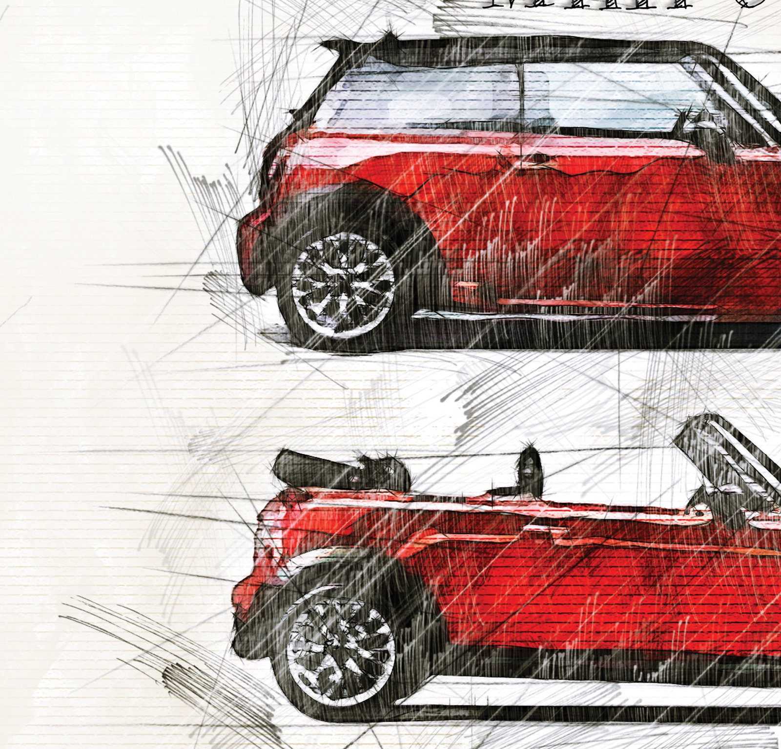 Mini Cooper Models- 4 Sketches - Art Sketch Poster [no Frame] - Etsy