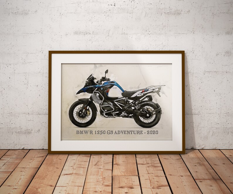 BMW R 1250 GS Adventure 2020 Black Rim Art Sketch Poster | Etsy
