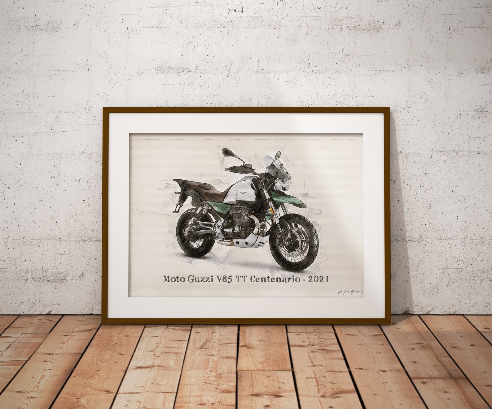 Moto Guzzi V85 TT Centenario 2021 Art Sketch Poster no | Etsy