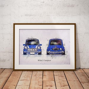 Mini Cooper, (many Colours) Art Sketch Poster [no Frame] - Etsy